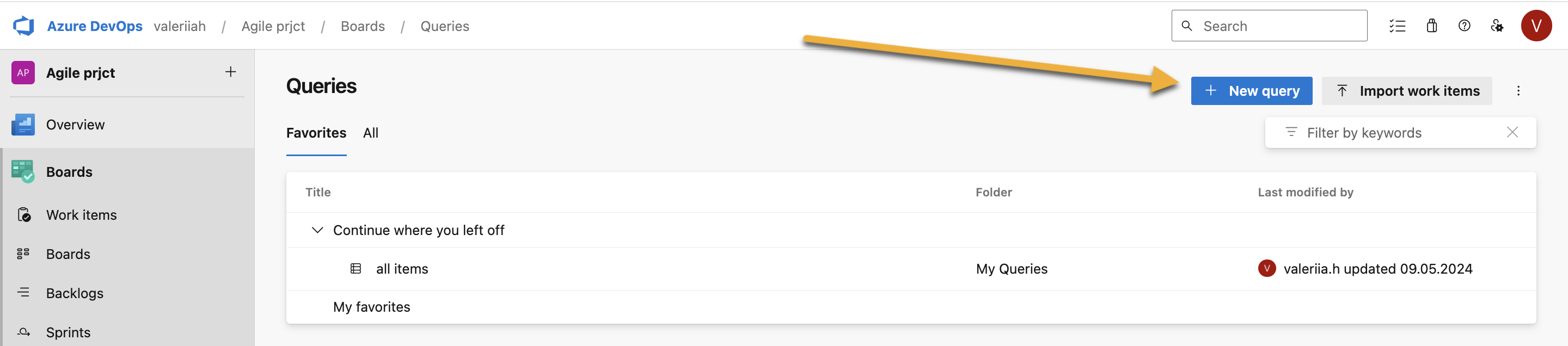 How to create query in Azure DevOps?